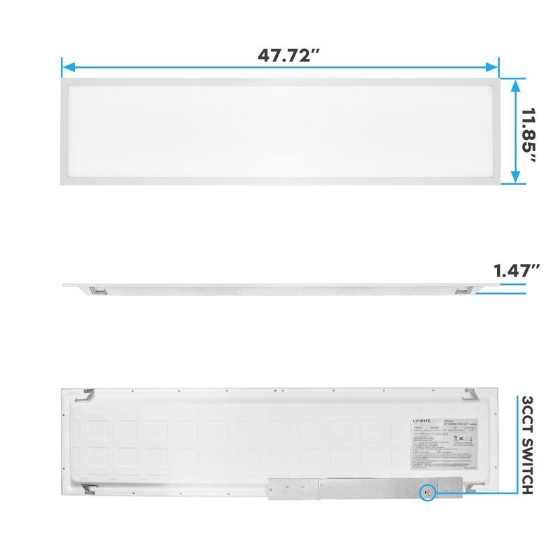 Luxrite 1x4 FT LED Flat Panel Lights, 40W, 3 Color Selectable 3500K ...