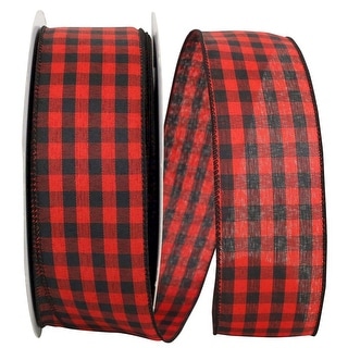 Red And Black Hilltop Cabin Buffalo Check Plaid Wired Ribbon - Bed Bath ...