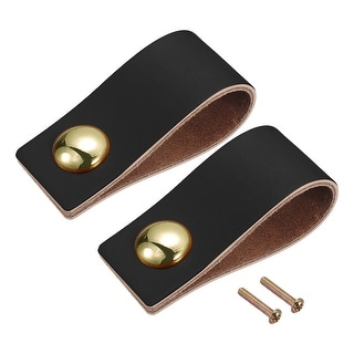 Leather Drawer Pulls 2.5" 2Pcs Leather Furniture Handles Drawer Knob ...