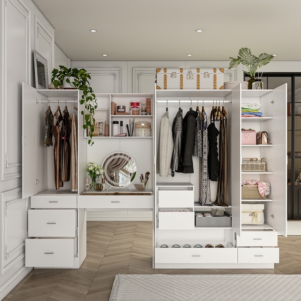 White wardrobe with dressing table store