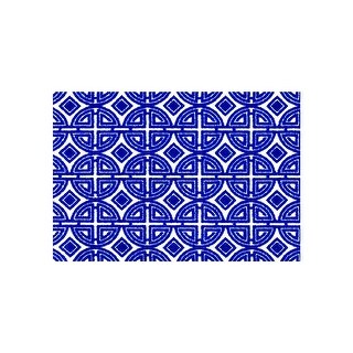 2' X 3' Cobalt Blue And White Geometric Tufted Washable Non Skid Area ...