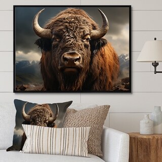 Designart "Buffalo Portrait" Animals Framed Wall Decor - Bed Bath ...