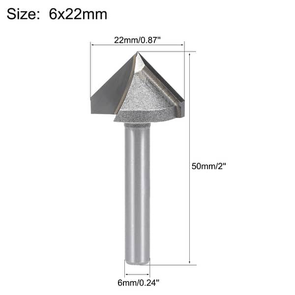 Router Bit 6mm Shank 22mm Dia 90 Degree V-Groove End Mill Tungsten ...
