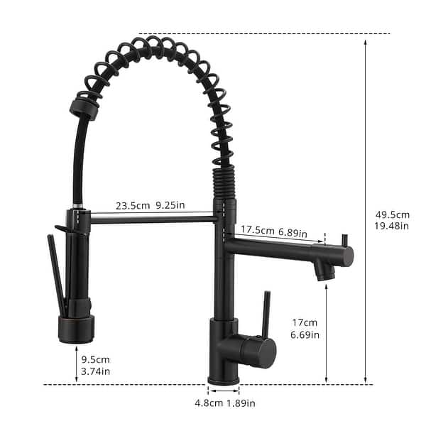 Modern Matte Black Pull-down 2-Function Kitchen Sink Faucet - 9.25''W x ...