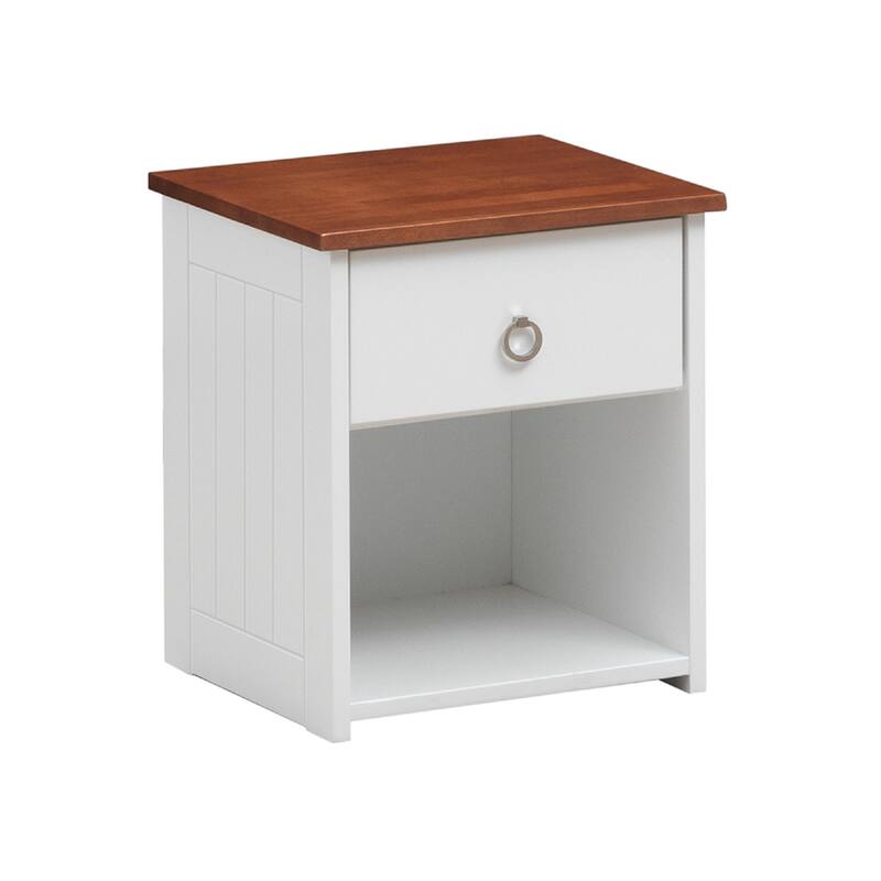 Nautical Wooden Nightstand with Open Compartment, Brown and White ...