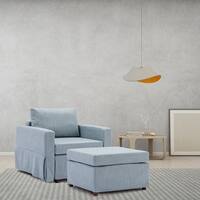 Linen Module Sectional Sofa Single Seat Cross Section Couch w/Ottoman ...