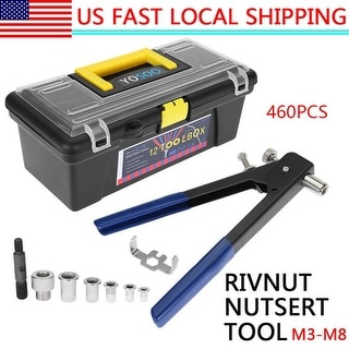 460PCS Threaded Nut Rivet M3-M8 Insert Tool Riveter Riv nut Nutsert ...