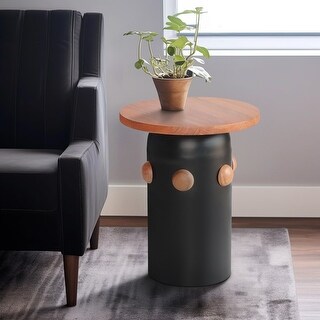 Sagebrook Home Modern Neutral 20" Black/Brown Iron and Mango Wood Side ...