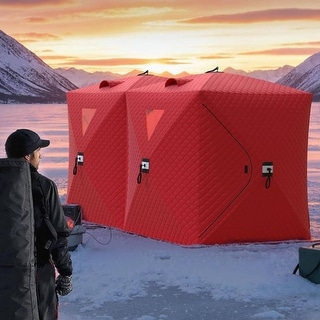 Pop Up Thermal Insulated Hub Tent, Ice Fishing Shelter for 6-8 Persons ...