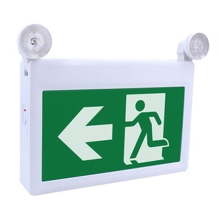 120-347V White Rectangle Exit Sign with Emergency Lighting Plastic ...