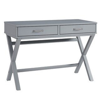 2 Drawer Wooden Desk with X Shaped Legs, Gray - Bed Bath & Beyond ...