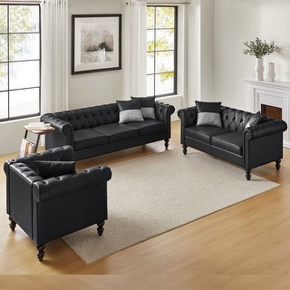 Tecla Traditional 3 Piece Tufted Living Room Set with Side Table and ...