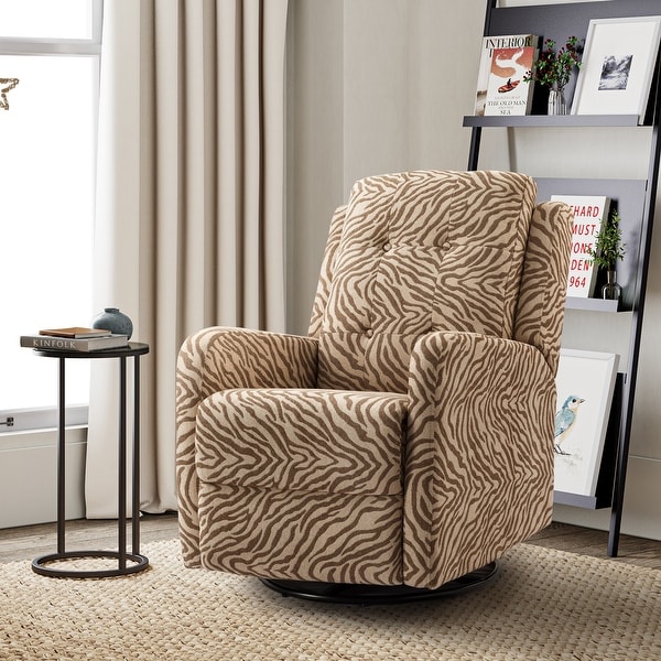 Arlette Contemporary Floral Manual Swivel Recliner with Tufted Back On Sale Bed Bath Beyond 35228397