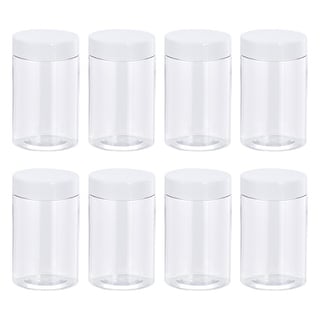 Round Plastic Jars with White Screw Top Lid, 8Pcs - Bed Bath & Beyond ...