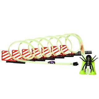 Glow-in-the-Dark Race Track Set with Light-Up Car & Spooky Spider Model ...
