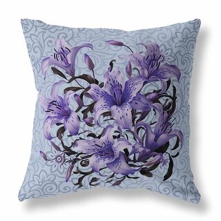 Silver And Blue Enchanted Lily Affair Indoor/Outdoor Throw Pillow - Bed ...