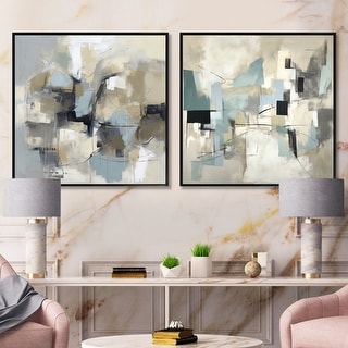 Designart "Beige And Grey Unbounded Creativity" Abstract Painting ...