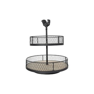 2-Tier Wood and Metal Trays with Rooster Top - Bed Bath & Beyond - 34999254
