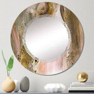 Designart 'Brown Color Abstract, Stains And Gold Glow Stripes' Printed ...