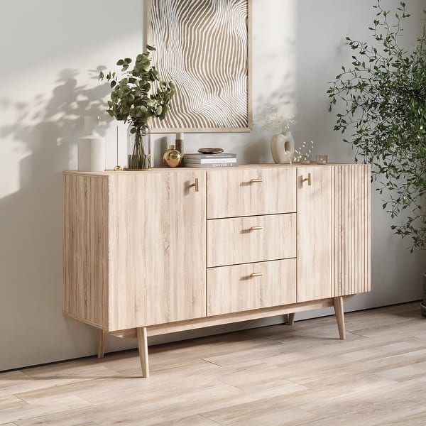 Living Skog Chelsea Buffet Sideboard TV Stand With Slatted Design and 3 ...