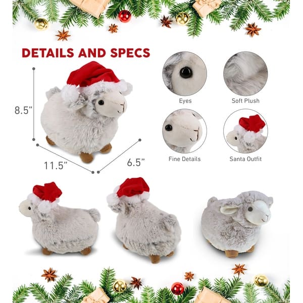 DolliBu Santa Sheep Stuffed Animal Plush with Red Santa Claus Outfit ...