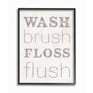 Stupell Wash Brush Floss Flush Grey and White Distressed Rustic Look ...