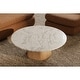 NADAAL STUDIOS Eden Coffee Table, Round Raj Grey Marble Top with Oak ...