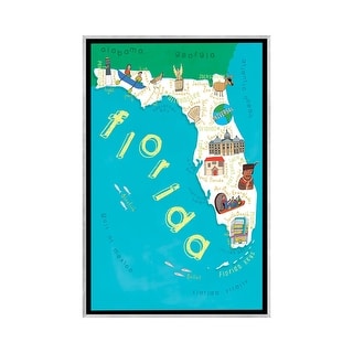 iCanvas "Illustrated State Maps Florida" by Carla Daly Framed - Bed ...