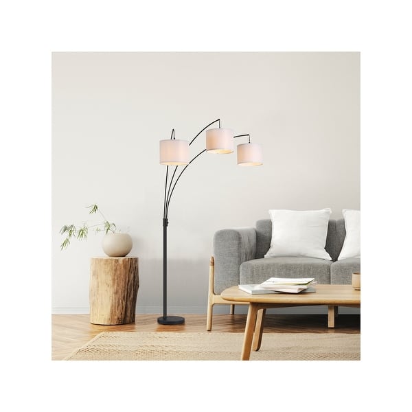 Defong 82 Inch Modern 3-Light Arch Floor Lamp with 3-Way Switch - Black ...