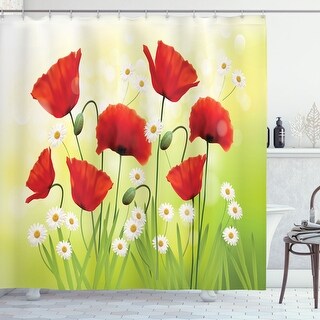 Ambesonne Poppy Flower Shower Curtain, Cloth Fabric Bathroom Decor Set ...