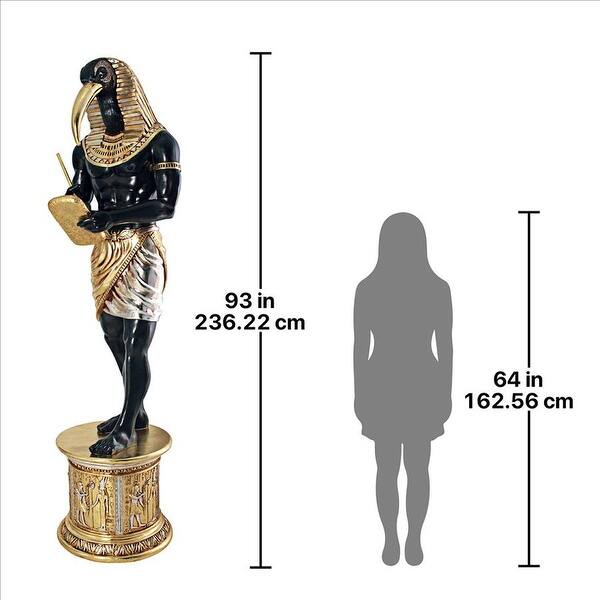 Design Toscano The Egyptian Grand Ruler Collection: Life-Size Thoth Statue atop a Temple Column ...