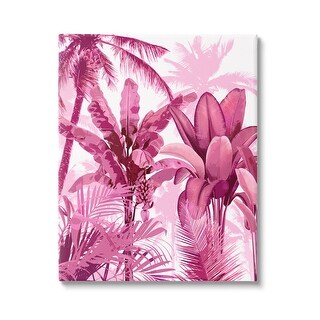 Stupell Pink Tropical Palm Leaves Canvas Wall Art Design by Kristen ...