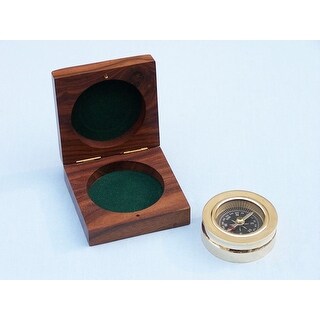 Brass Paperweight Compass w/ Rosewood Box 3" - 2.5" L x 2.5" W x 1" H ...
