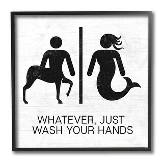 Stupell Just Wash Your Hands Mythical Centaur Mermaid Framed Wall Art ...