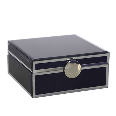 Wood / Glass 7X7" Jewelry Box, Blue - Overstock - 32751625