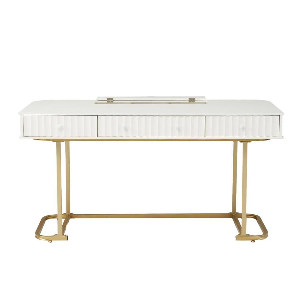 Mid-Century Modern Curved Dressing Table, Waveform Fluted Panel Design ...
