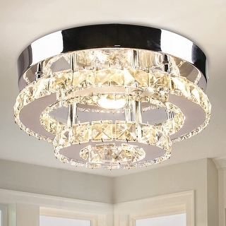 2 layers LED crystal ceiling light modern round flush mount ceiling ...