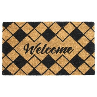 RugSmith Black Machine Tufted Diamond Welcome Doormat, 18"x30" - Bed ...