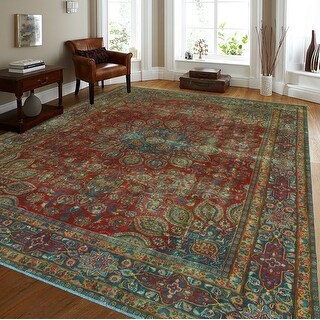 Fine Vintage Distressed Helena Red/Blue Rug - 9'3" x 12'2" - Bed Bath ...