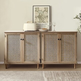 Art Leon Woven Rattan Wicker Doors Accent Cabinet Sideboards - Bed Bath ...