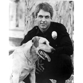 Mark Harmon wearing a police uniform with a dog Photo Print - Bed Bath ...
