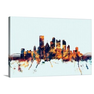 Pittsburgh Pennsylvania Skyline Canvas Wall Art Pittsburgh 24" x 16 ...