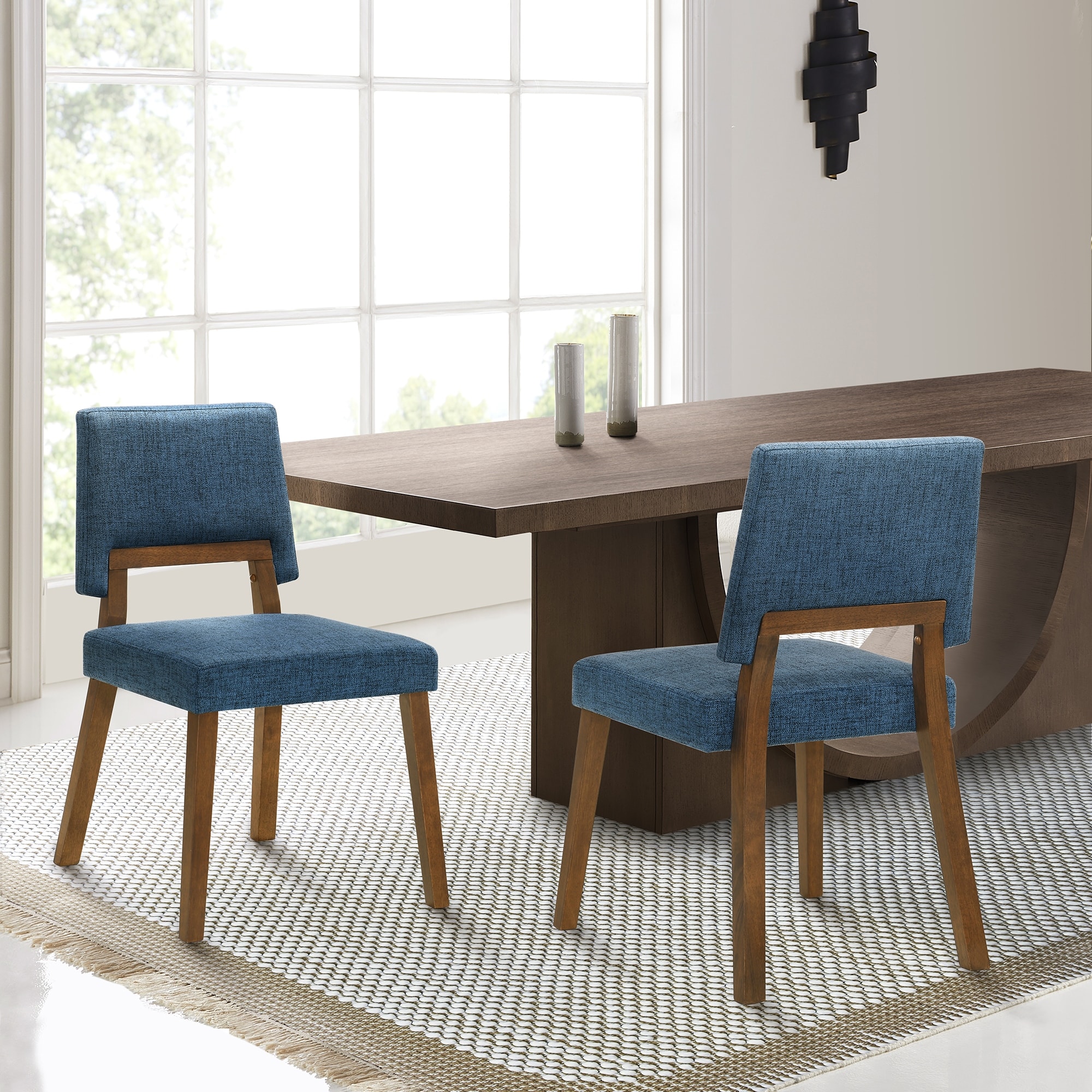 Santana Mid-Century Modern Upholstered Wood Dining Chairs - Set of 2 ...