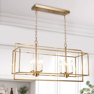 Acroma 8-lights 43.3In Dimmable Modern Gold Linear Chandelier for ...