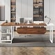 Large Executive Desk with File Cabinet, L Shaped Computer Desk Storage ...
