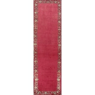 Fuchsia Tabriz Persian Vintage Runner Rug Handmade Wool Carpet - 2'10"x ...
