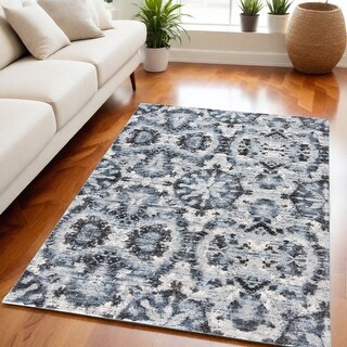 Rectangle Ikat Traditional Style Area Rug - 96' X '60' X '0.48 - Bed ...
