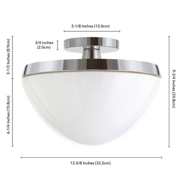 Art Deco Semi Flush Mount Ceiling Light with White Milk Glass - Bed ...