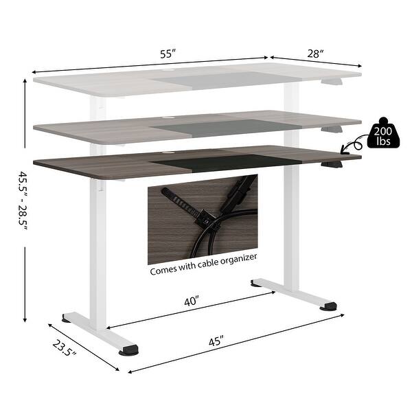 Gymax 55'' Electric Standing Desk Height Adjustable Home Office Table ...