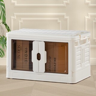 Collapsible Storage Bins with Wheels & Locking Doors -Stackable ...